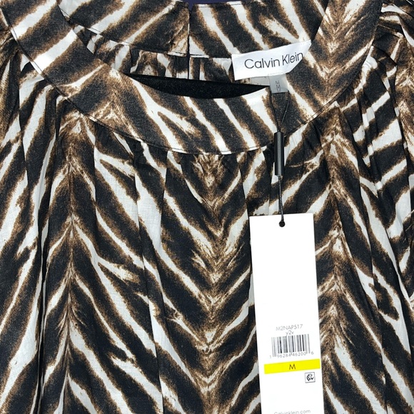 Calvin Klein | Tops | Calvin Klein Animal Print Puff Sleeve Blouse ...